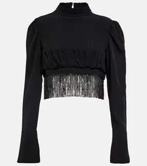 Rabanne Embellished Crop Top - Black