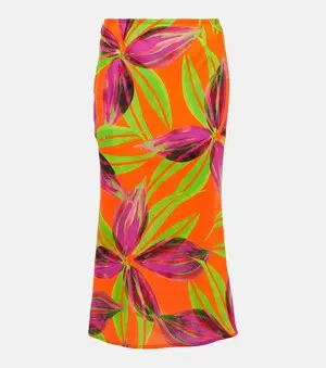 LOUISA BALLOU Printed Bias Midi Skirt