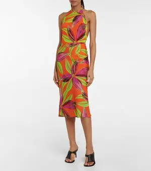 LOUISA BALLOU Printed Bias Midi Skirt