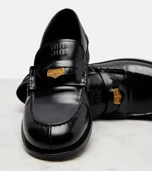 Miu Miu Calf Leather Loafers - Black