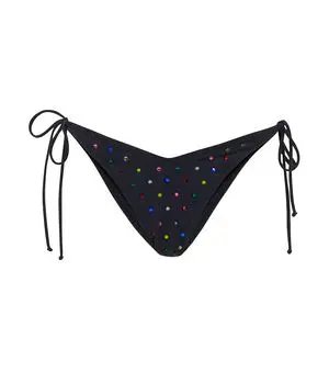 REINA OLGA Susan Embellished Bikini Bottoms - Black