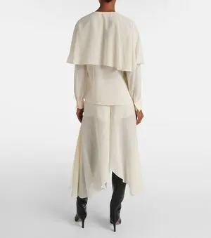 Chloé Silk Chiffon Cape Blouse