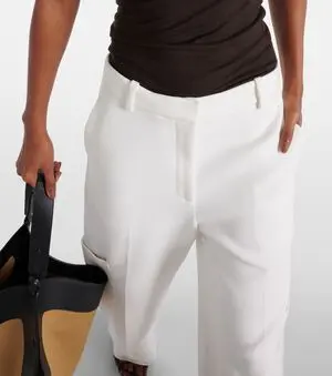 Khaite Caiton Straight Leg Trousers In Chalk