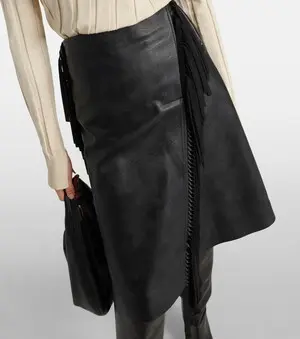 Stella McCartney Faux Leather Midi Skirt With Fringe Detail