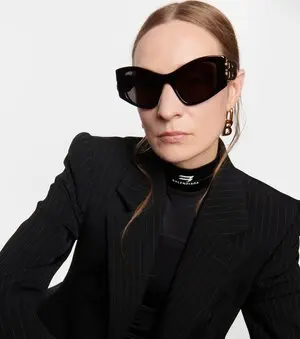 Balenciaga Dynasty Rectangular Sunglasses - Black