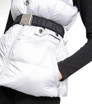 JETSET Clara Glam Belted Puffer Vest - Silver
