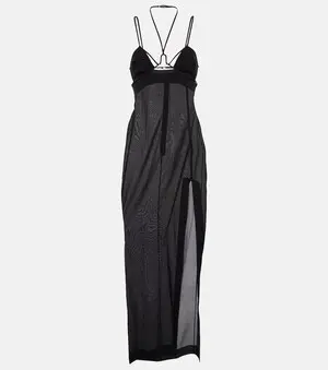 NENSI DOJAKA Cutout Halterneck Cotton Gown - Black