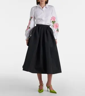 Carolina Herrera Embroidered Floral Cotton-blend Shirt
