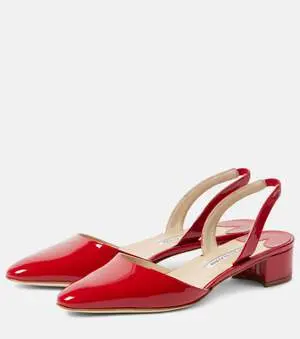 Manolo Blahnik Aspro Patent Leather Slingback Pumps - Red