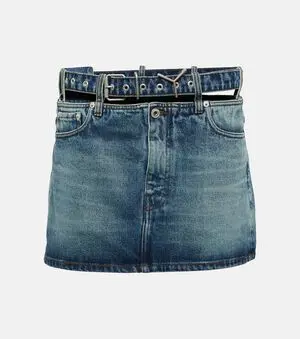 Y/project Belted Denim Miniskirt - Blue