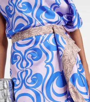 Dries Van Noten Printed Silk Twill Wrap Skirt