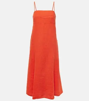 Velvet By Graham & Spencer Stephie Linen Midi Dress - Red