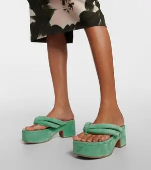 Dries Van Noten Suede Platform Thong Sandals