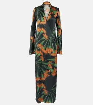 Johanna Ortiz Printed Silk-blend Wrap Dress - Multicoloured