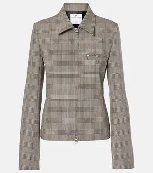 COURREGES Courrèges Prince Of Wales Check Wool-blend Jacket - Beige