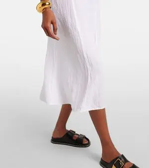 Velvet By Graham & Spencer Stephie Linen Midi Dress - White