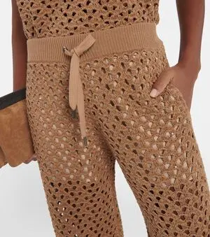 Brunello Cucinelli Wide Leg Crochet Trousers
