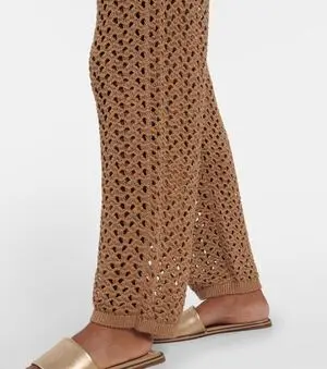 Brunello Cucinelli Wide Leg Crochet Trousers