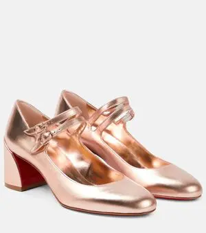 CHRISTIAN LOUBOUTIN Miss Jane Leather Mary Jane Pumps - Beige