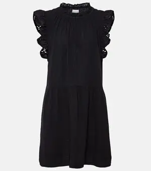 Velvet By Graham & Spencer Grace Lace-trimmed Cotton Mini Dress - Black