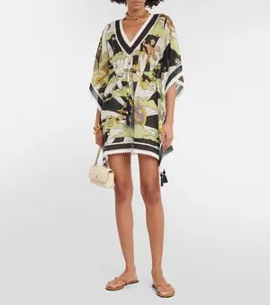 Tory Burch Printed Cotton And Silk Minidress