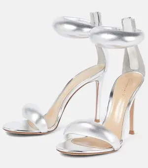 GIANVITO ROSSI Bijoux 105 Leather Sandals - Silver