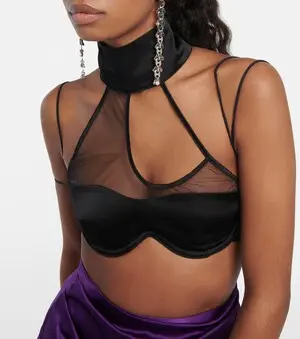 DIDU Mesh-paneled Satin Bralette