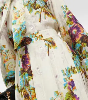 Tory Burch Floral Pleated Midi Skirt