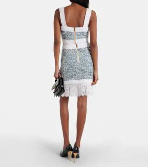 Balmain Tweed Denim Crop Top