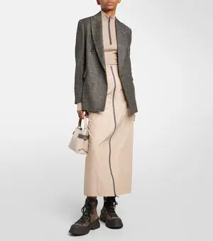 Brunello Cucinelli Ribbed Wool And Cashmere Zip-up Sweater - Brown