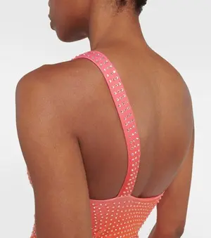 SELF-PORTRAIT Embellished One-shoulder Swimsuit