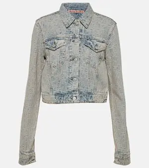 Acne Studios Cropped Jacquard Denim Jacket - Blue