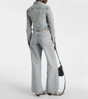 Acne Studios Cropped Jacquard Denim Jacket - Blue