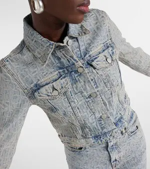 Acne Studios Cropped Jacquard Denim Jacket - Blue