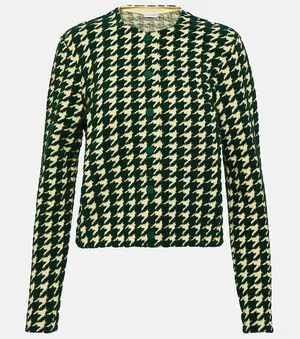 Burberry Houndstooth Cotton-blend Cardigan