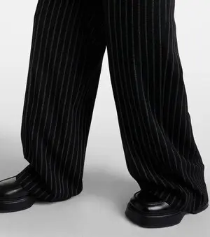 AMI Paris High-rise Wool Wide-leg Pinstripe Trousers