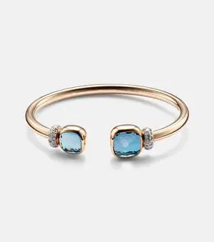 Pomellato Nudo 18kt Rose Gold Cuff Bracelet With Topaz And Diamonds - Blue