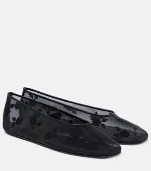 Magda Butrym Embroidered Mesh Ballet Flats - Black