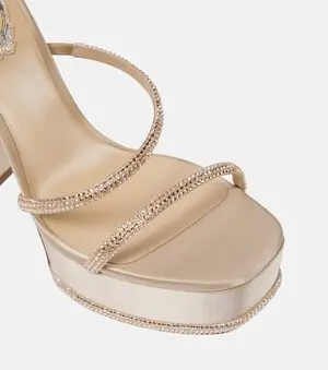 Rene Caovilla Embellished Satin Platform Sandals - Gold