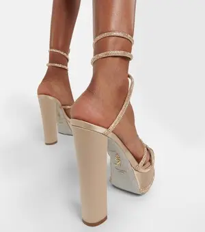 Rene Caovilla Embellished Satin Platform Sandals - Gold