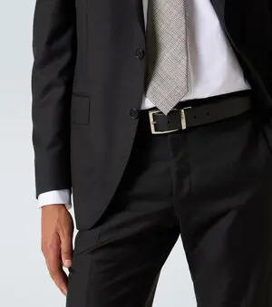 Canali Leather Belt With Silver-tone Buckle