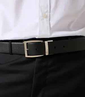 Canali Leather Belt With Silver-tone Buckle