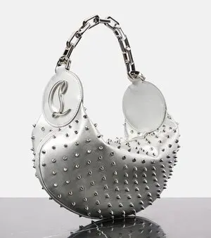 CHRISTIAN LOUBOUTIN Le 54 Spiked Metallic Leather Shoulder Bag