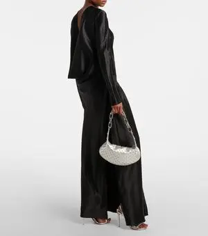 CHRISTIAN LOUBOUTIN Le 54 Spiked Metallic Leather Shoulder Bag