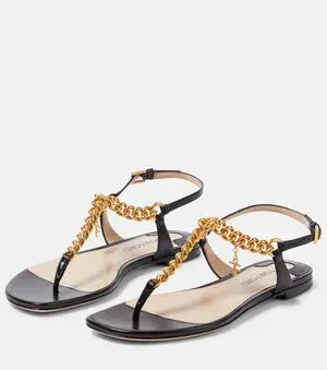 TOM FORD Zenith Embellished Leather Thong Sandals