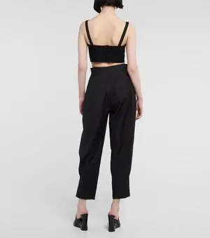 Alaïa Herringbone Tapered Wool Trousers Noir