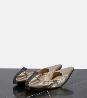 Brunello Cucinelli Metallic Leather Ballet Flats
