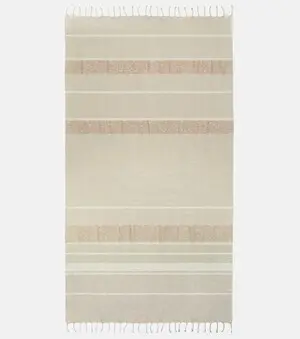 Brunello Cucinelli Fringed Linen-blend Lame Throw - Beige