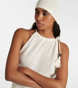 Max Mara Halterneck Linen Top And Hat Set