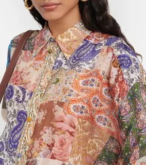 Zimmermann Devi Oversized Patchwork Silk Shirt